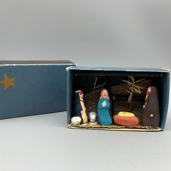 Source Unknown | Holiday | Unique Matchbox Christmas Nativity Scene In ...